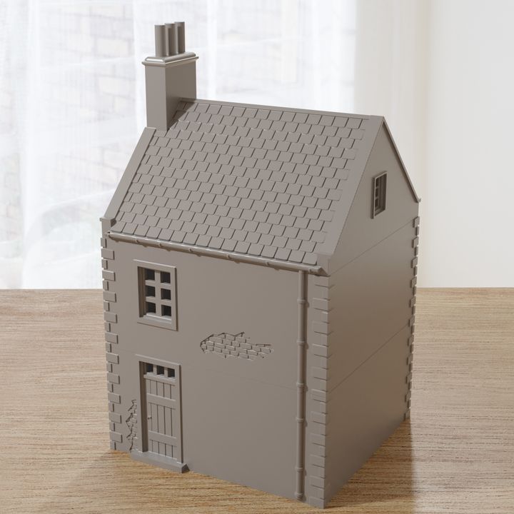 3D Printable Normandy French Village House DS-T7 Destroyed and Intact by Patrick Miniatures