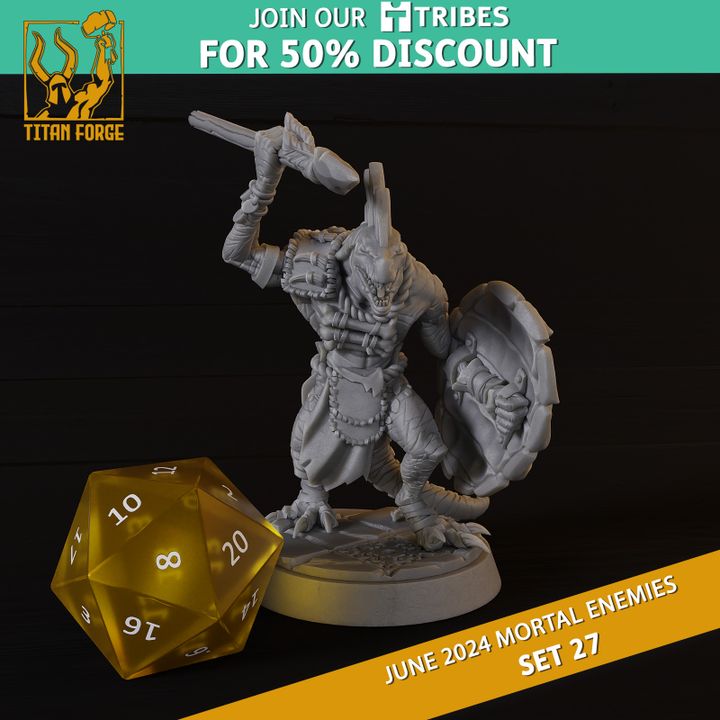 3D Printable Lizardfolk Warrior - RPG Monster DnD 5e - Mortal Enemies ...
