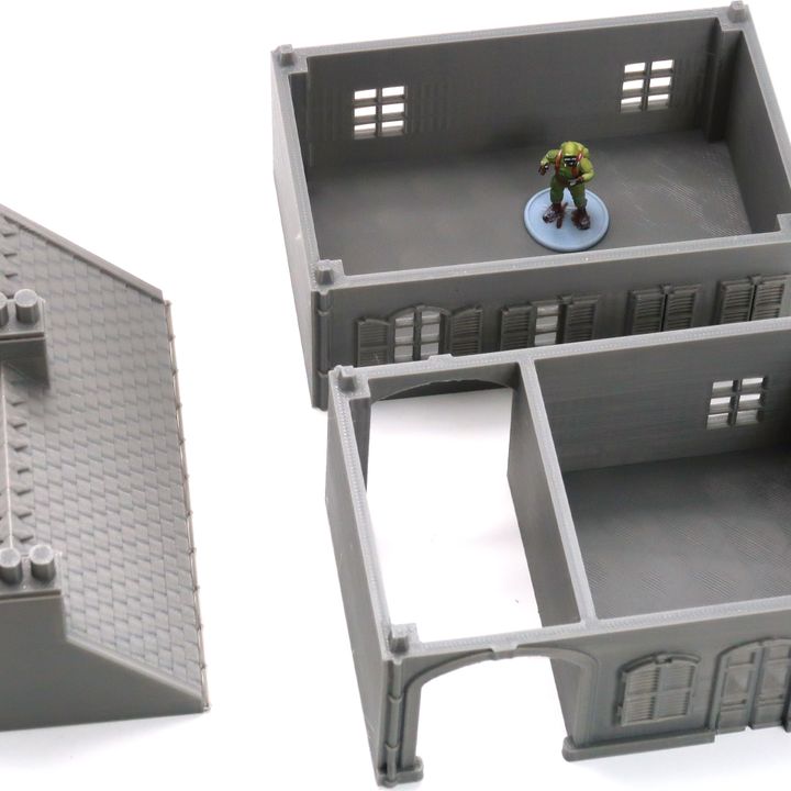 3D Printable Sainte Mere Eglise French Row House Cottage DS T1 ...