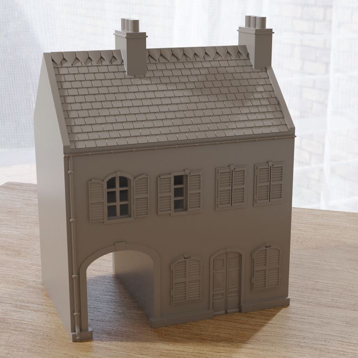 3D Printable Sainte Mere Eglise French Row House Cottage DS T1 ...