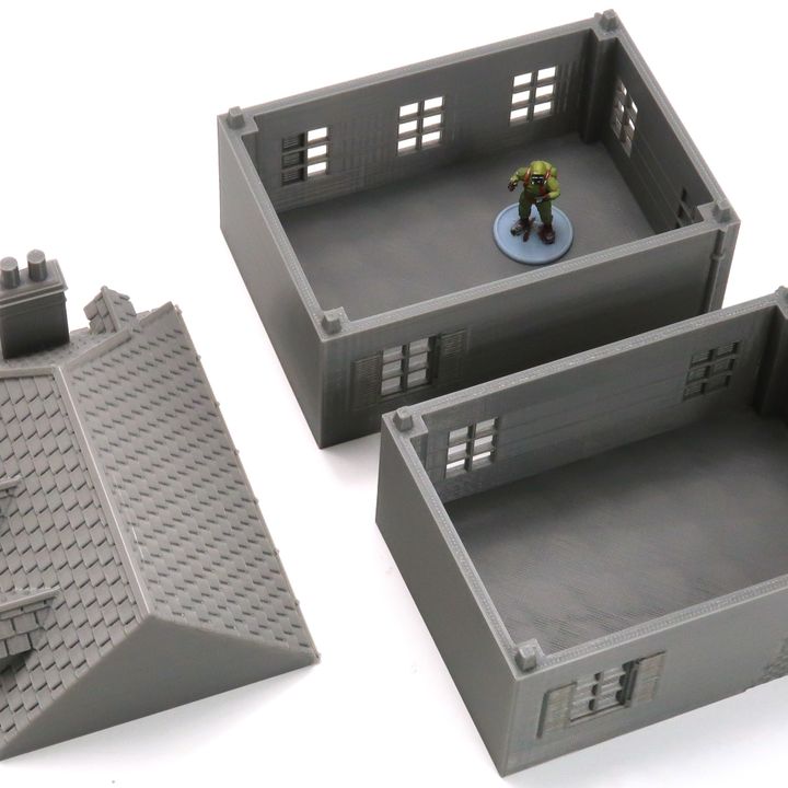 3D Printable Sainte Mere Eglise French Row House Cottage DS T2 ...