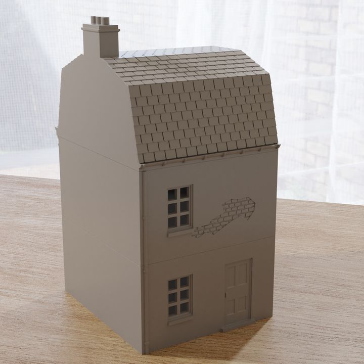 3D Printable Sainte Mere Eglise French Row House Cottage DS T4 ...