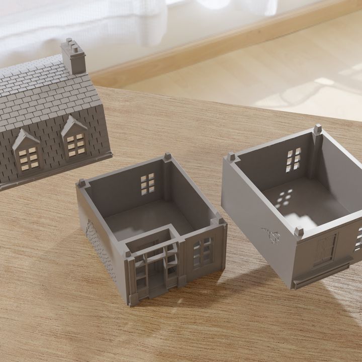 3D Printable Sainte Mere Eglise French Row House Cottage DS T4 ...