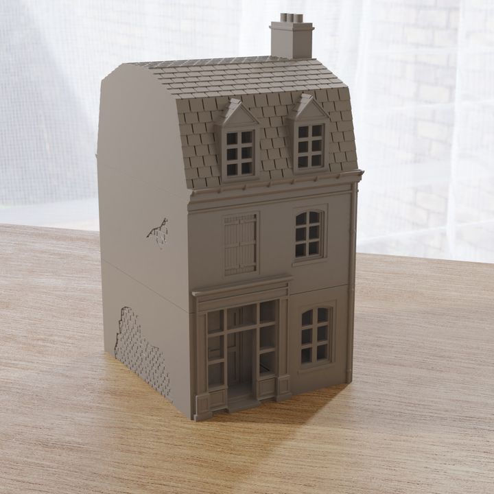3D Printable Sainte Mere Eglise French Row House Cottage DS T4 ...