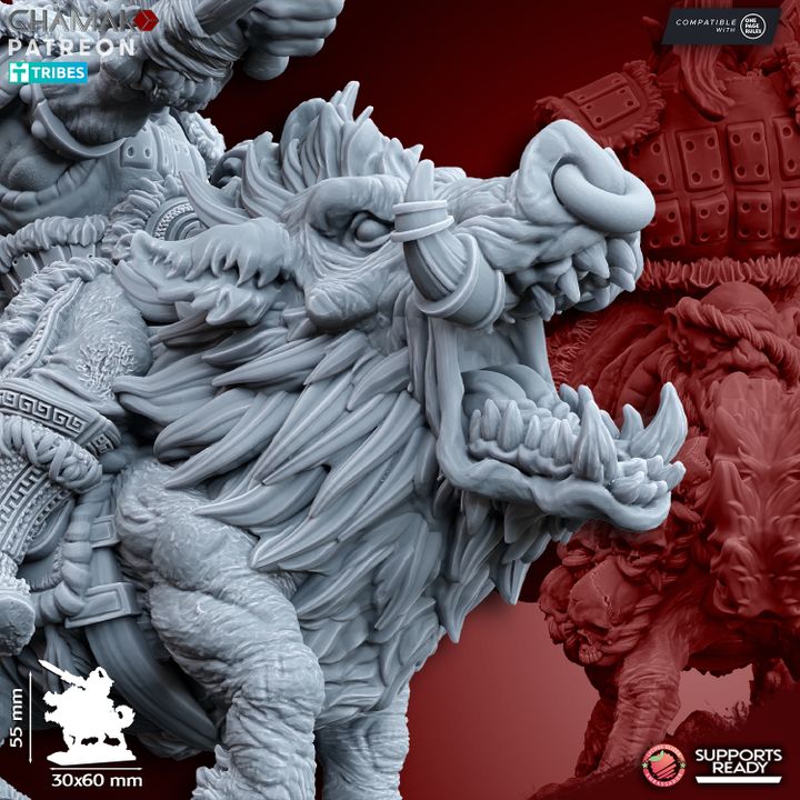 3D Printable Orc boss on war boar by Ghamak