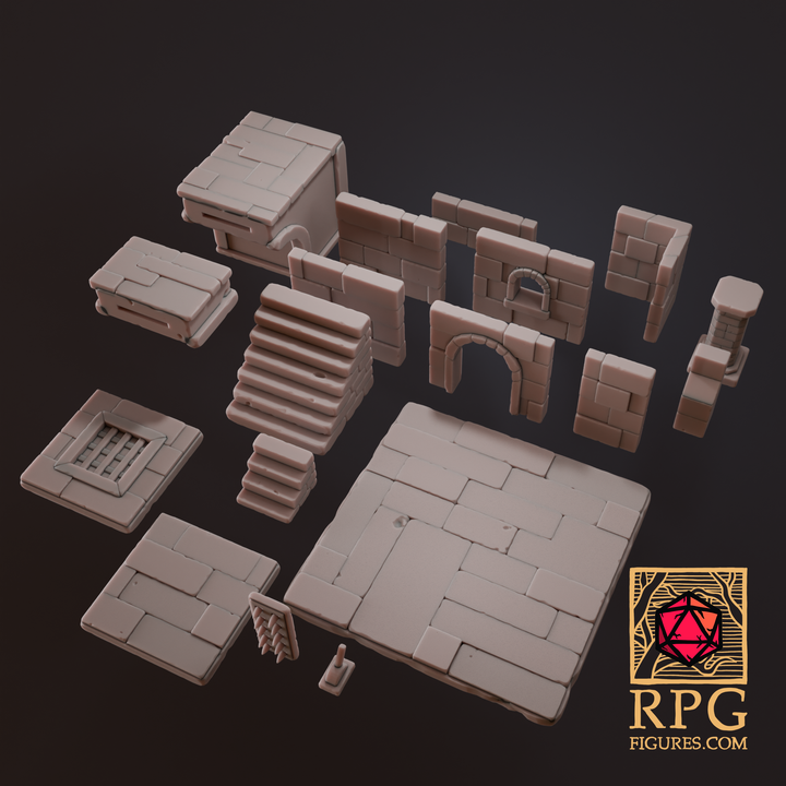 3D Printable Printable Terrains - Dungeon Pack 2 by RPG Figures
