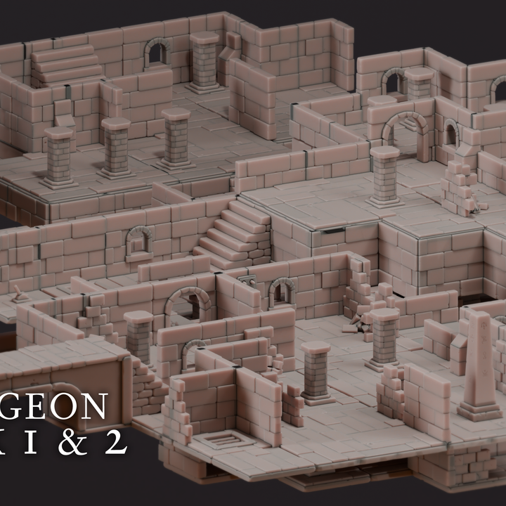 3D Printable Printable Terrains - Dungeon Pack 2 by RPG Figures