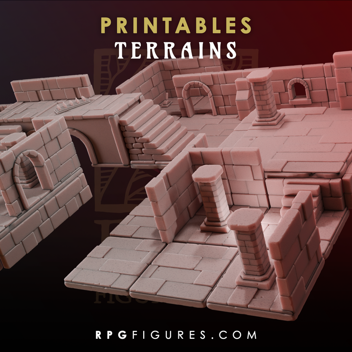 3D Printable Printable Terrains - Dungeon Pack 2 by RPG Figures
