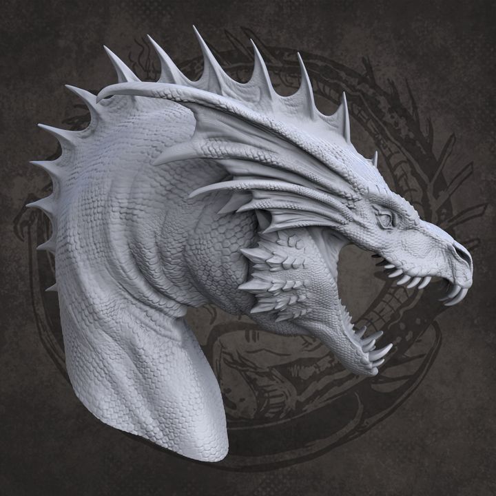 3D Printable sea dragon bust by Silana cadou