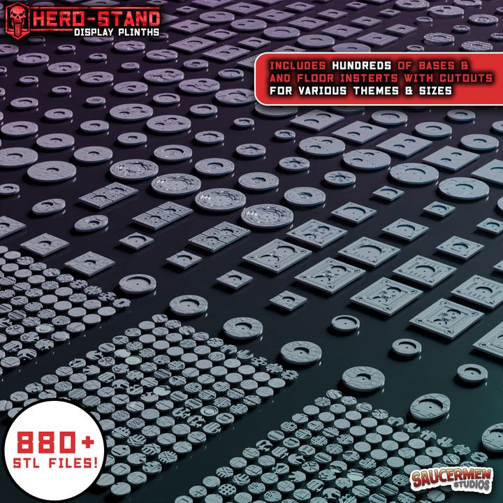 3D Printable Hero-Stand Display Plinths – Floor Cutaways & Bases (Round ...