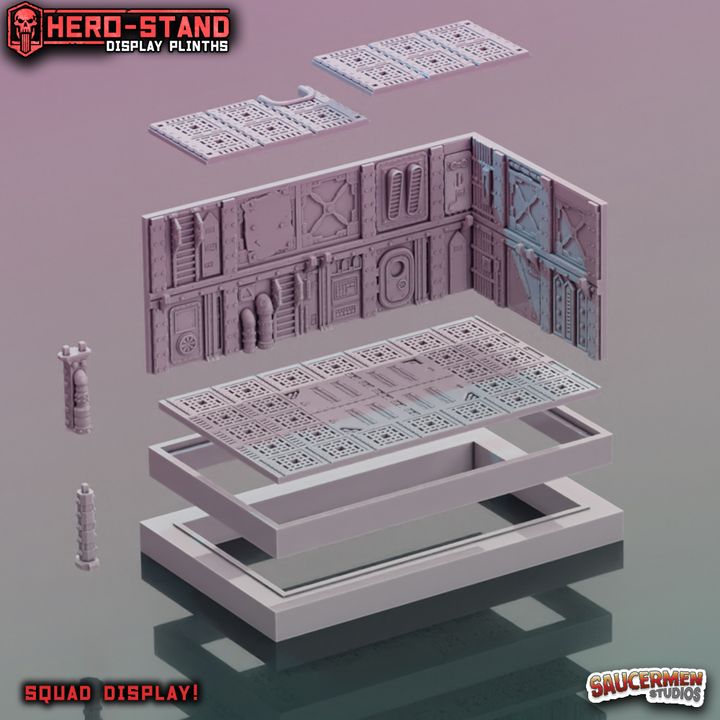 3D Printable Hero-Stand Display Plinths – Gang Hideout (Squad Size) by ...