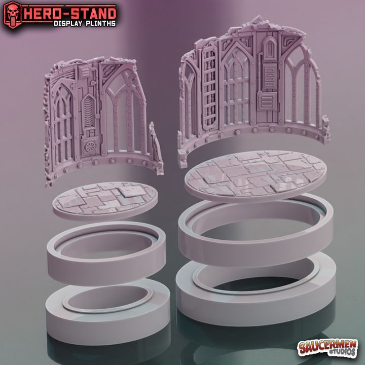 3D Printable Hero-Stand Display Plinths – Gothic Ruins (Oval) by ...