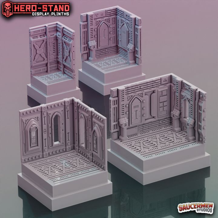 3D Printable Hero-Stand Display Plinths – GrimDark Chambers (Square) by ...