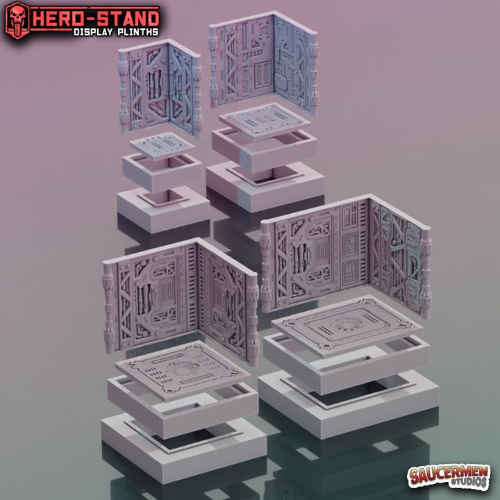 3D Printable Hero-Stand Display Plinths – Gothic Factory (Square) by ...
