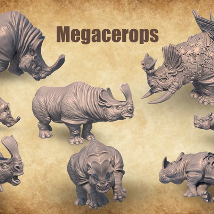 3D Printable Megacerops, prehistoric rhinoceros, epic set! by Alexander ...