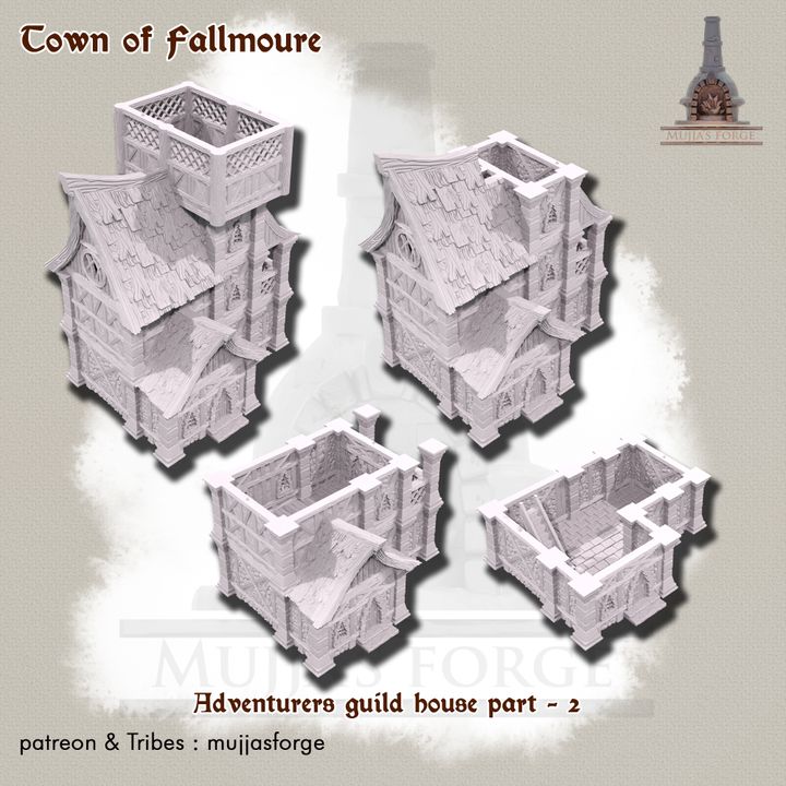 3D Printable town of Fallmour - Adventurers guild house part - 2 by ...