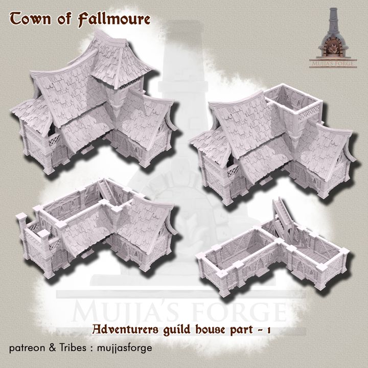 3D Printable town of Fallmour - Adventurers guild house part - 1 by ...