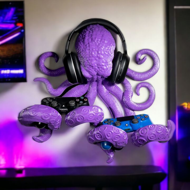 3D Printable Octopus Controller & Headphone Holder by Stlflix