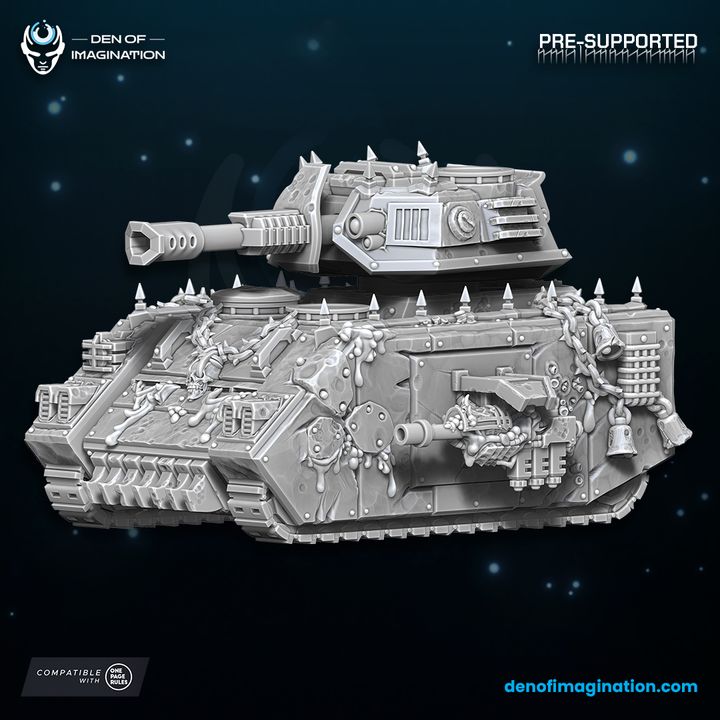 3D Printable Chaos Plague - Battle Tank Multipart Set by WildMesh
