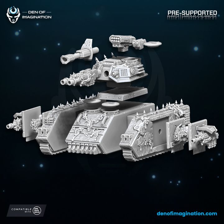 3D Printable Chaos Plague - Battle Tank Multipart Set by WildMesh