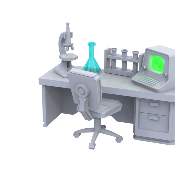 3D Printable LED PC on lab desk by Moonshine Miniatures