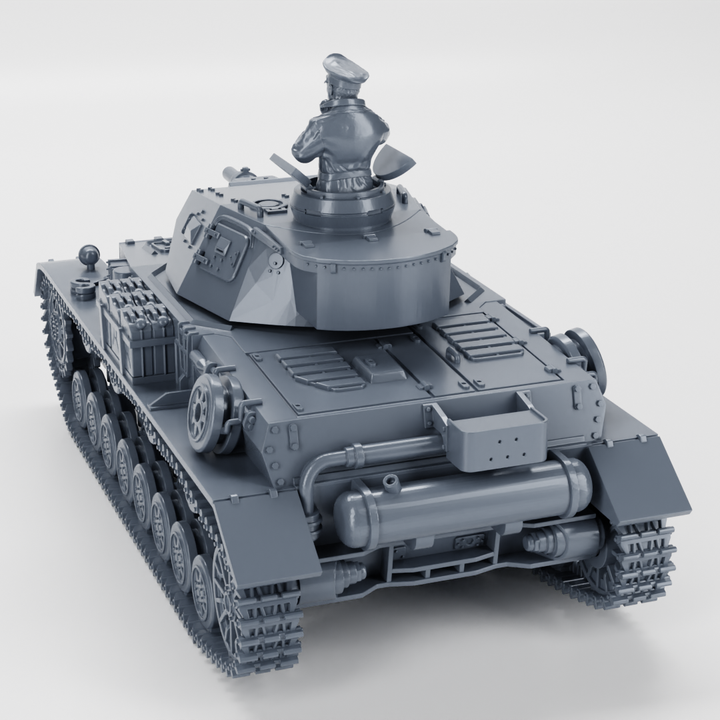 3D Printable Panzer IV Ausf.F tank with the short 75mm gun + 3 Tankmen ...