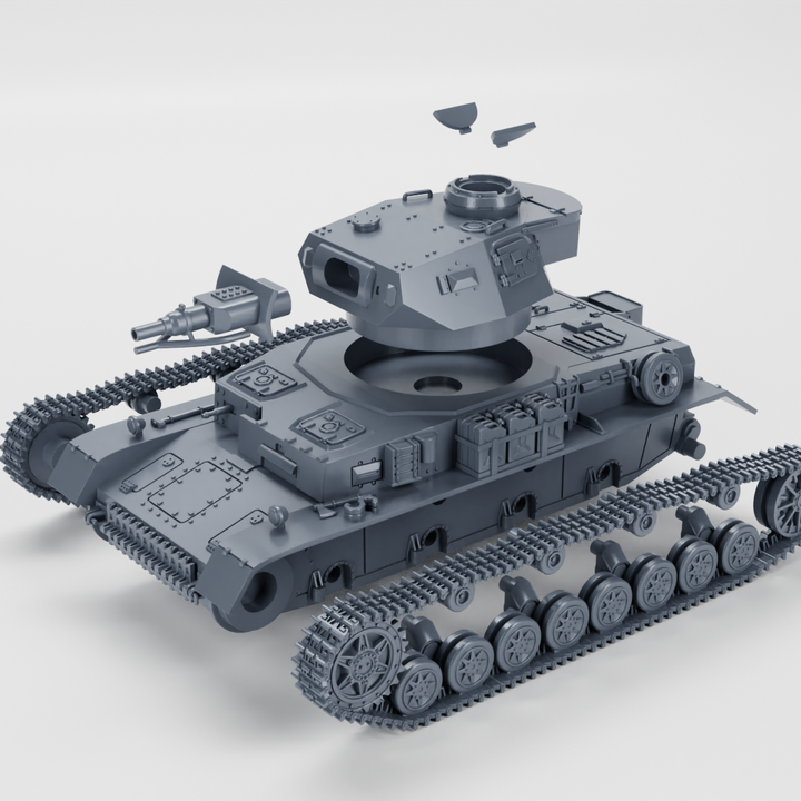 3D Printable Panzer IV Ausf.F tank with the short 75mm gun + 3 Tankmen ...