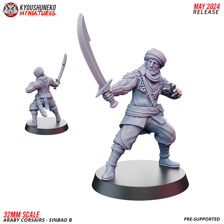3D Printable Araby Corsairs Sinbad - B by Kyoushuneko Miniatures