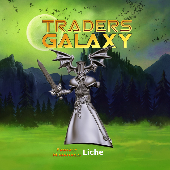 3D Printable Undead - Liche by Traders Galaxy Miniatures and Games