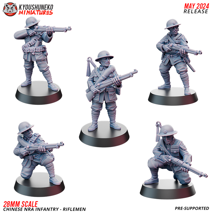 3D Printable Riflemen - Chinese NRA Infantry ww2 by Kyoushuneko Miniatures