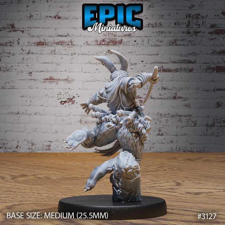 3D Printable Rabbit Folk Blade Master Jump / Bunny Warrior / Rodent ...