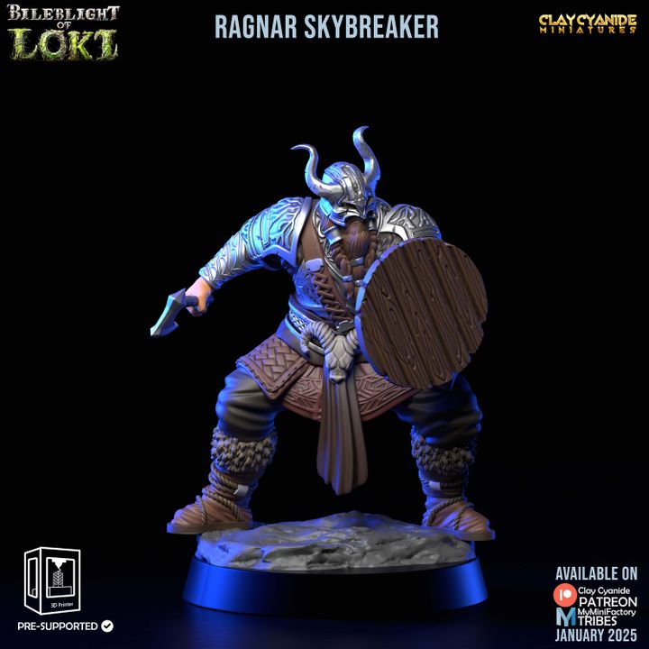 3D Printable Ragnar Skybreaker by Clay Cyanide Miniatures