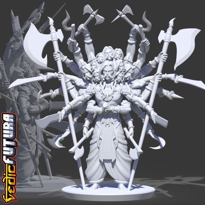 3D Printable Ravana: The Tenfold Sovereign of Shadows by VedicFutura