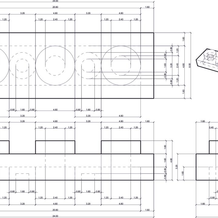 3D Printable LEGO Plate 1X3 by VLAD-MARIUS