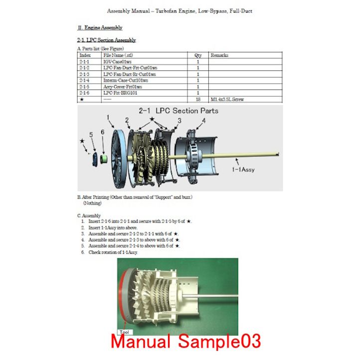 3D Printable Turbofan Engine, Low Bypass, Full Ducted, 1960s by Motoo Kondo