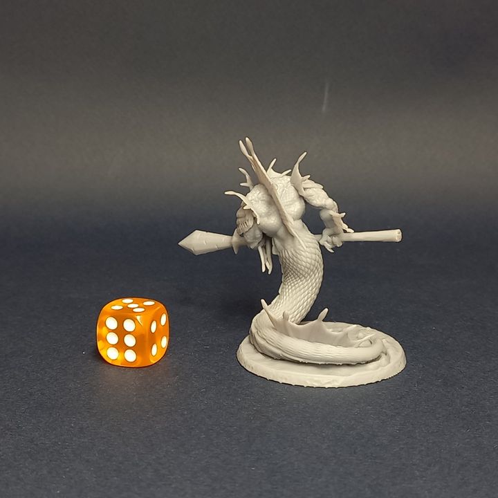 3D Printable Naga Myrmidon - 32mm scale pre-supported miniature by ...