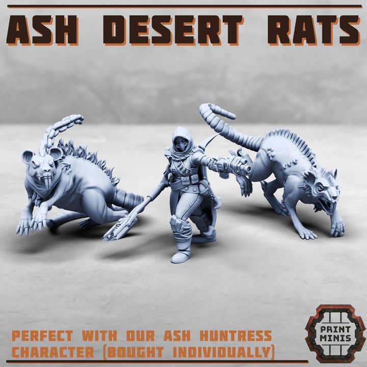 3D Printable Ash Desert Rats x2 by Print Minis