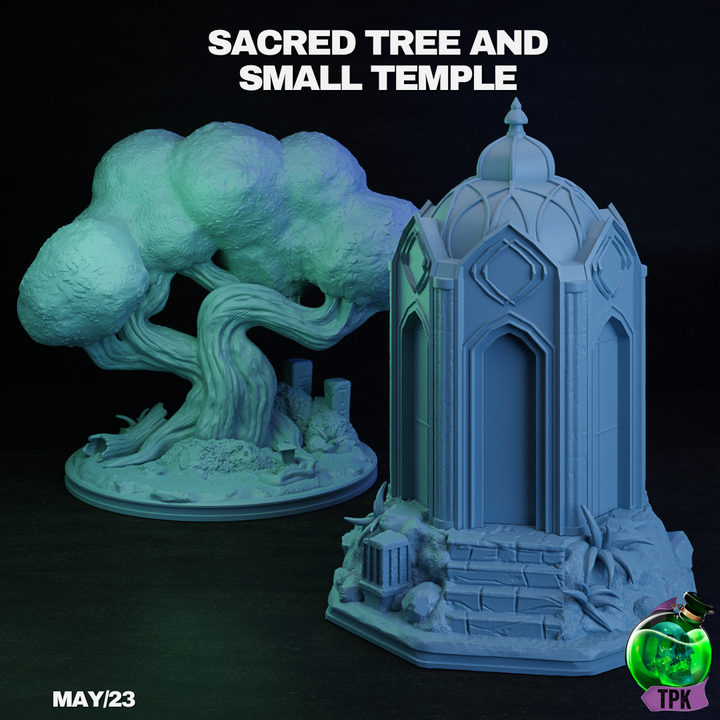 3D Printable Sacred Tree and Small Temple by TPK Lab