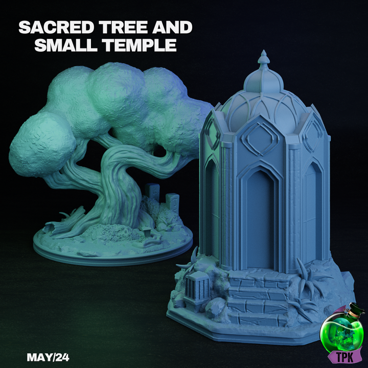 3D Printable Sacred Tree and Small Temple by TPK Lab