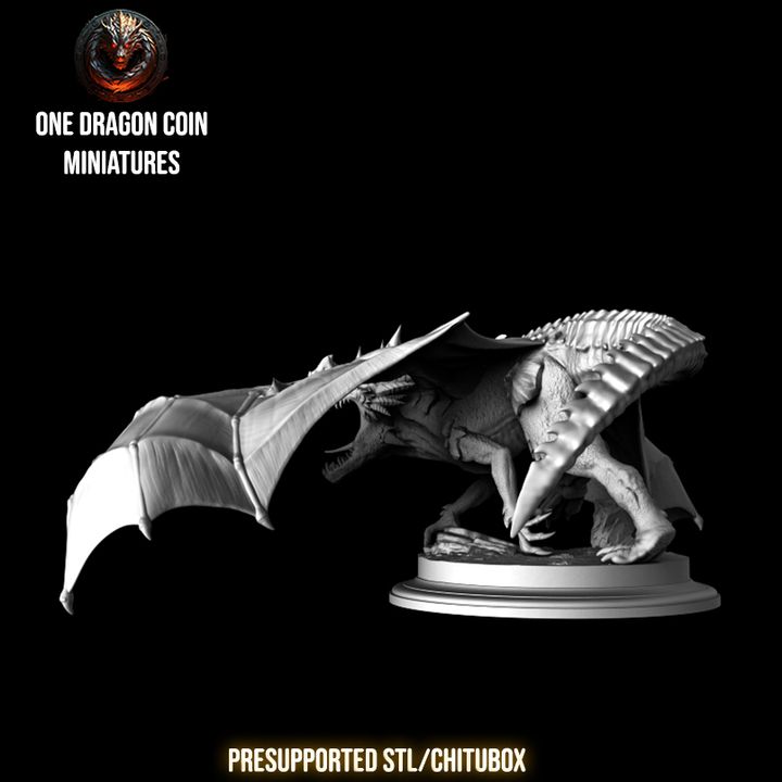 3D Printable Karagon, Prehistoric Terror Dragon by One Dragon Coin Miniatures