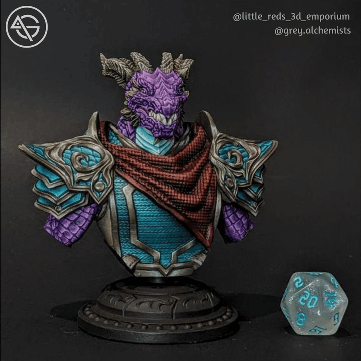 3D Printable Miniature Bust - Dralag the Dragonborn Paladin, DnD Minis ...