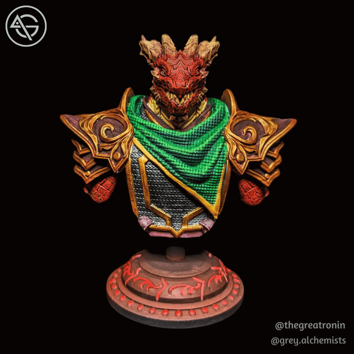 3D Printable Miniature Bust - Dralag the Dragonborn Paladin, DnD Minis ...
