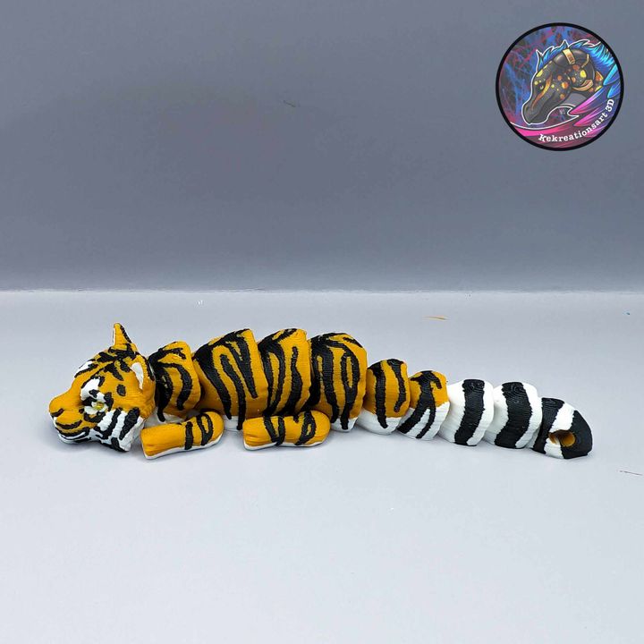 3D Printable Baby Flexi Tiger Keychain by Kirsten M