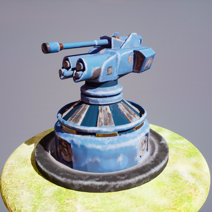 3D Printable Stylized sci fi turret by Daniel Mortensen