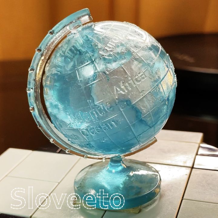 3D Printable Transparent World Globe with Labeled Continents Oceans and ...