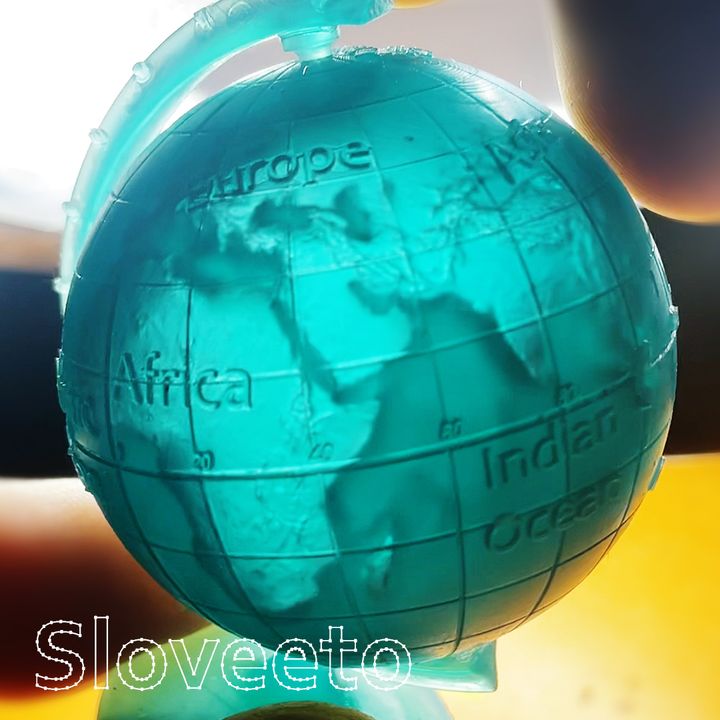 3D Printable Transparent World Globe with Labeled Continents Oceans and ...
