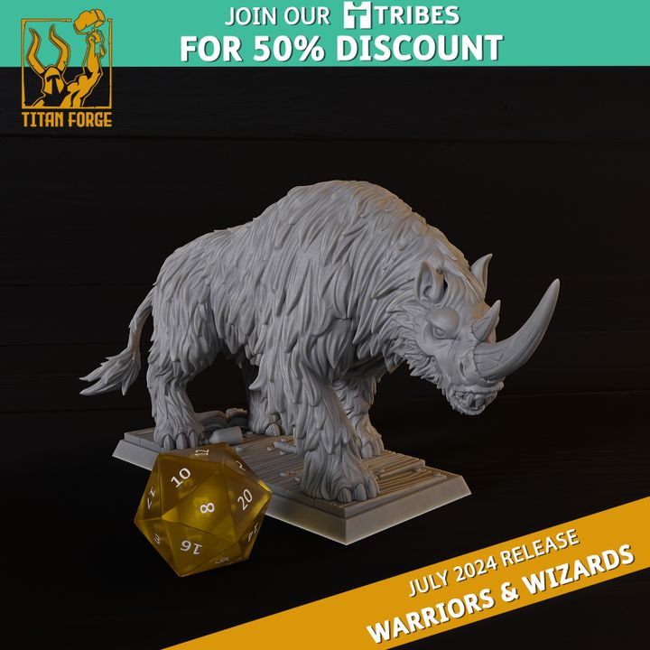 3D Printable Warriors and Wizards Warriors Rhino Beasts by Titan Forge ...