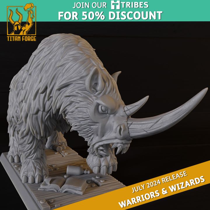 3D Printable Warriors and Wizards Warriors Rhino Beasts by Titan Forge ...