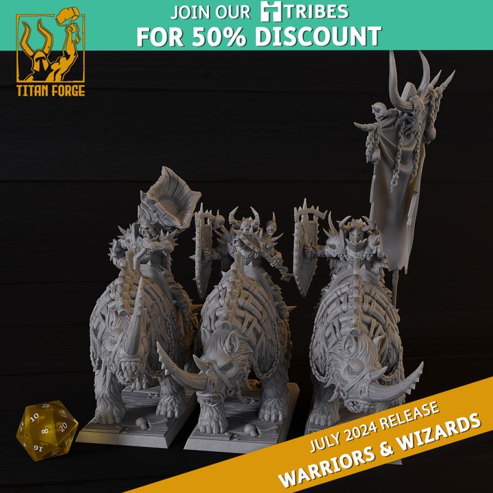 3D Printable Warriors and Wizards Warriors Rhino Riders by Titan Forge ...
