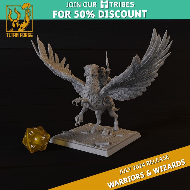 3D Printable Warriors and Wizards Wizards Hippogryphs by Titan Forge Miniatures